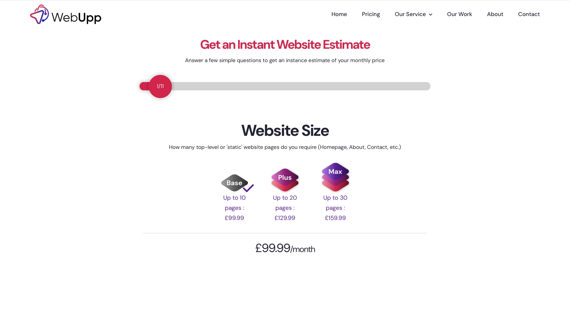 Website Estimator - WebUpp Web Design and Hosting